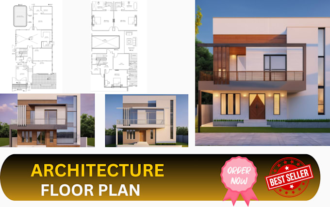 Draw 2d floor plan, architectural house plan by Zkarchitect | Fiverr