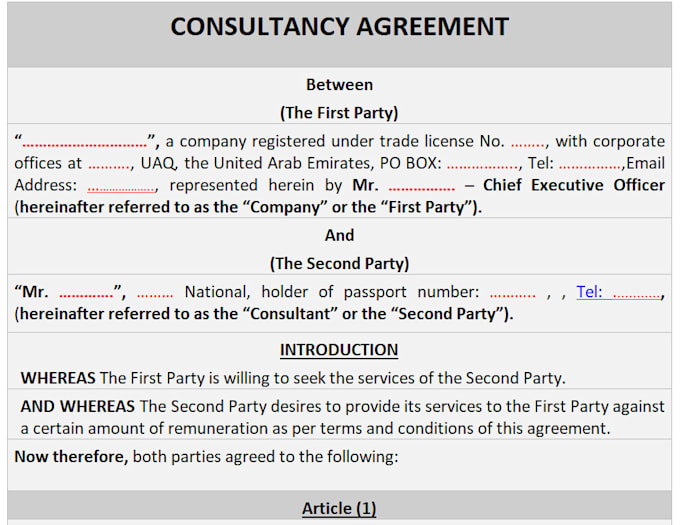 Draft your contracts and agreements in english or arabic for businesses ...