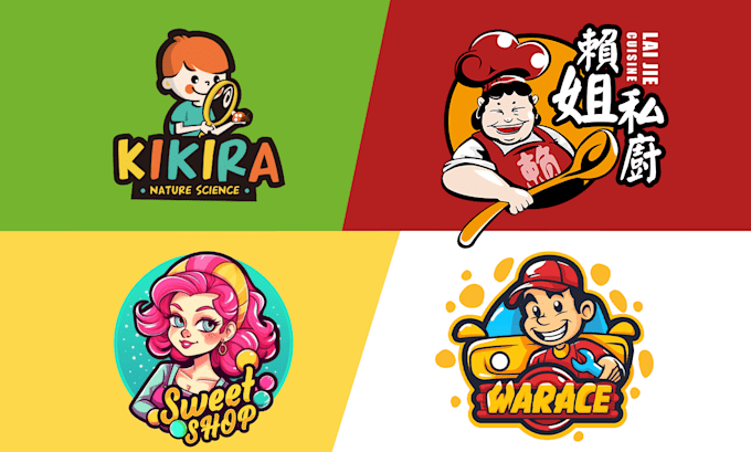 Do stunning cartoon character logo with brand package by Luliu123 | Fiverr