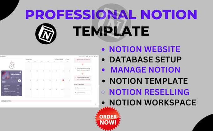 Build, design manage your professional notion template and notion ...