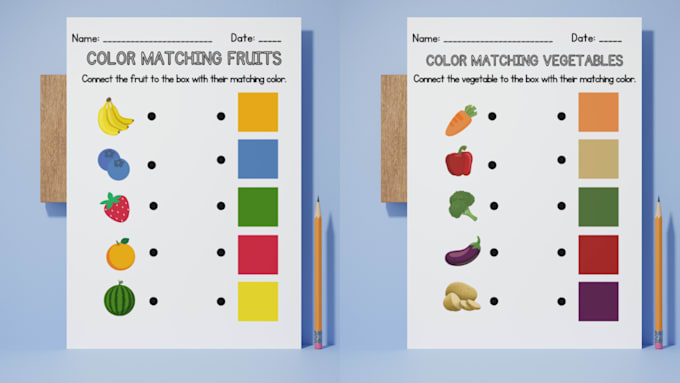 Color matching a4 worsheet graphic design by Lovelyisme | Fiverr