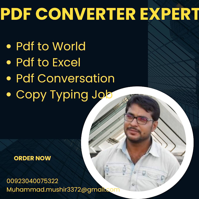 Convert pdf to word, pdf to excel and copy typing job by Mushir3372 ...