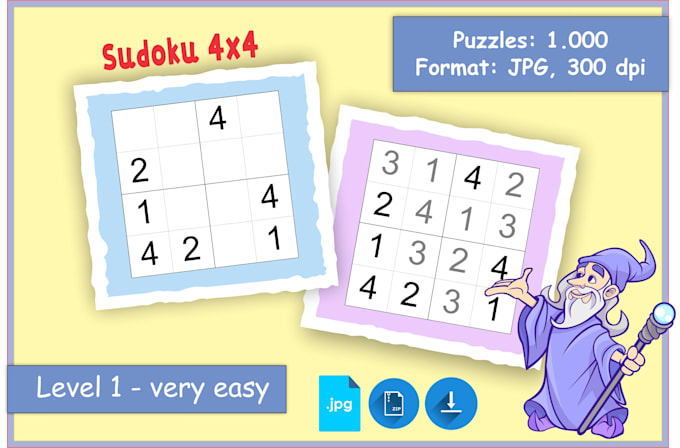 Create engaging sudoku 4x4 puzzles for kids by Mariusstroie | Fiverr