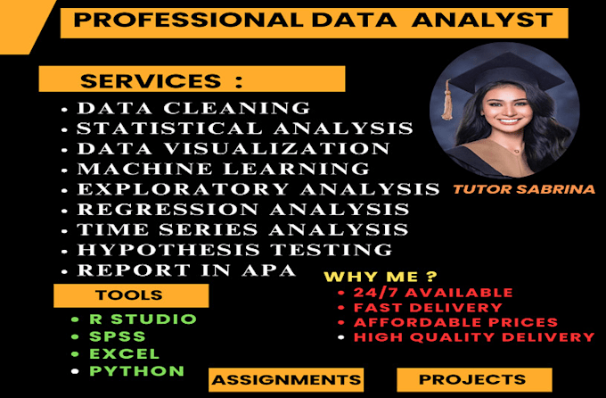 Do data cleaning, visualization, analysis by r studio , spss, sas and tableau by Miss_sabrina100 ...