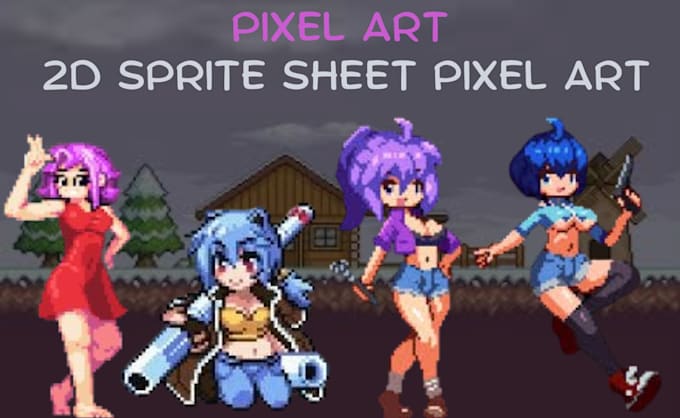 Create captivating pixel art illustrations for your game, 2d sprite sheet