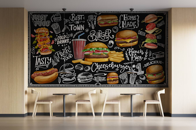Design food wall art, doodles, decals, murals and wallpapers by ...
