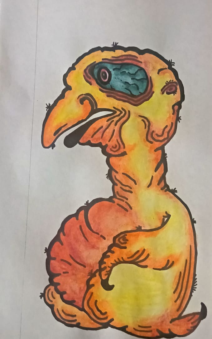 Hand draw and paint a bizarre monster picture for you by Aanan28 | Fiverr