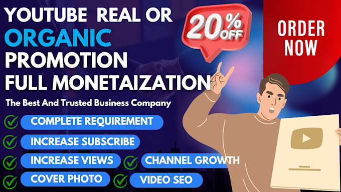 Do organic youtube video or channel promotion for monetization by Motionbd20 | Fiverr