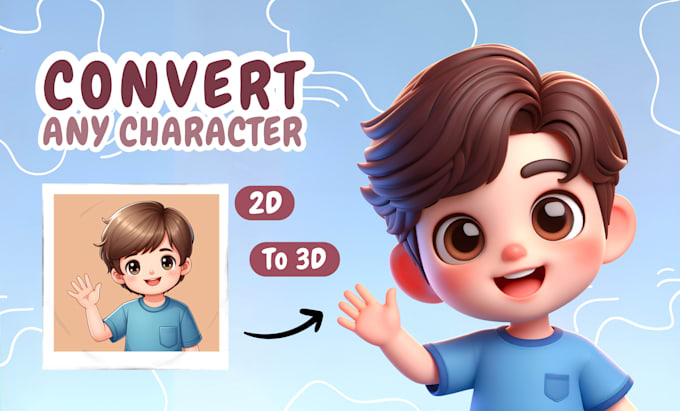 Convert 2d to 3d cute character modeling with cartoon style by Sukastic ...