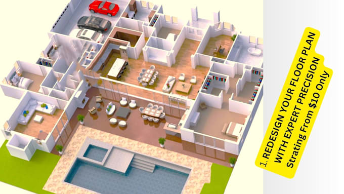 Transform your space floor plan redesign by architect by Imran_2u | Fiverr