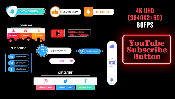 Create professional youtube subscribe and like button animations by Shariqalisamo | Fiverr