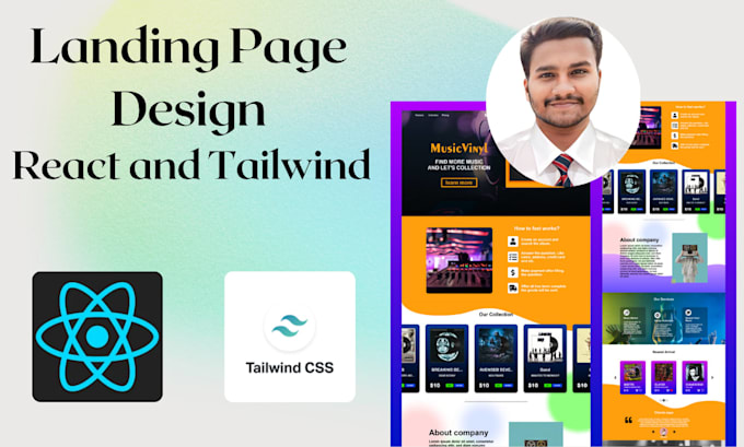 Design a responsive react landing page with tailwindscss in one day by Devzihad2244 | Fiverr
