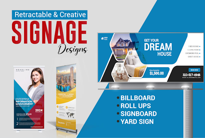 Do retractable banner, billboard, signboard, yard sign, roll up and ...