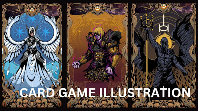 Create illustration for your card game board game tarots card tcg card ...