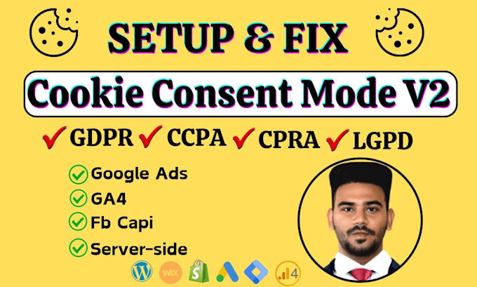 Setup gdpr cookie consent banner by cookie bot for google consent mode ...