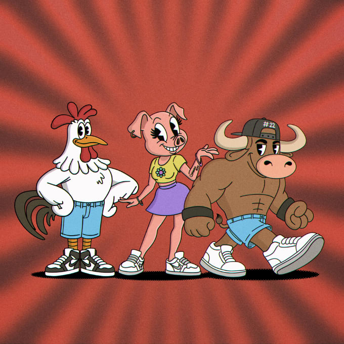 Draw Character In Retro Cartoon Style Rubberhose By Moacart Fiverr