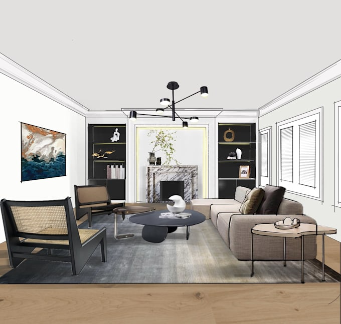 Do a colored illustration of your interior in procreate by Phoebe ...