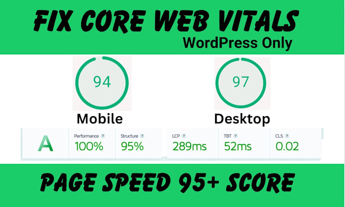 Fix core web vitals, fix cls, lcp, fcp, inp, google pagespeed insights by Khansahibje | Fiverr