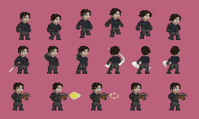 Design pixel character sprite sheets for your 2d game by Bangjul_returns | Fiverr