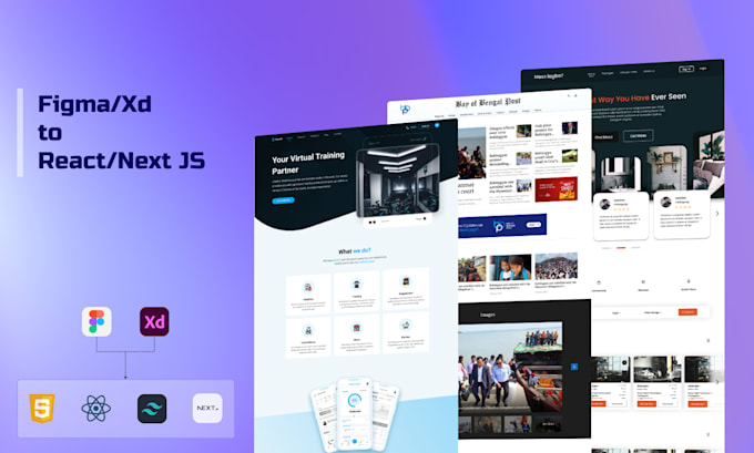 Convert figma to react or nextjs using tailwind css or redesign current ...