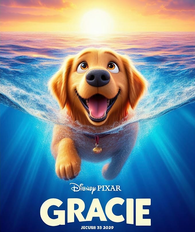 Creating a disney pixar poster of your pet by Custompetpics | Fiverr