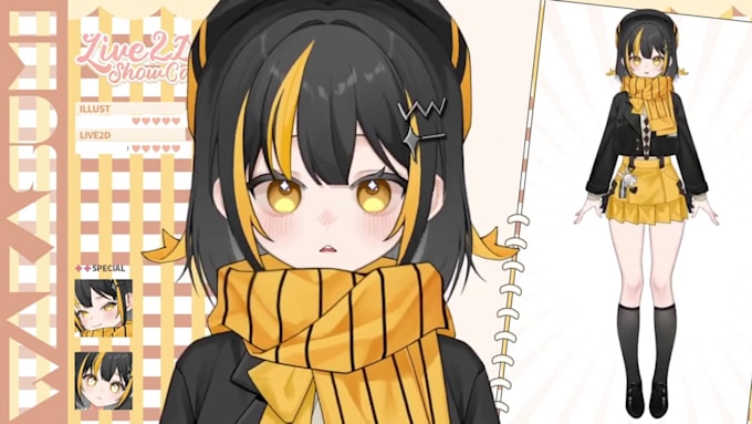 Crear modelo de vtuber, rigging en live2d, diseño de vtuber, estilo anime