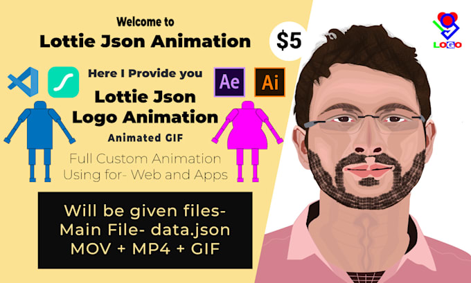 Do Custom Lottie Json Icons Logo Animations And Animated For Web