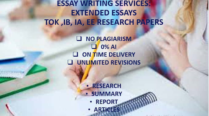 Do urgent extended essay, ia, ib tok, ee, and essay writing by Prof_emphy | Fiverr
