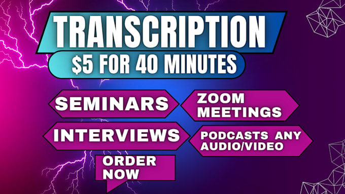 Transcribe your webinar, seminar, zoom meeting, interview, and podcast by Malikwaseem67 | Fiverr