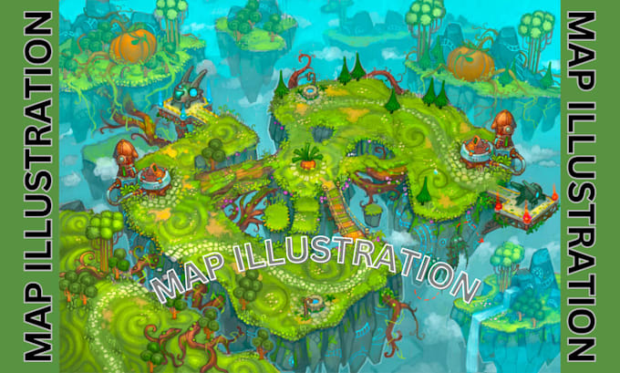 Design custom 2d vector map fantasy map illustration city or event map ...