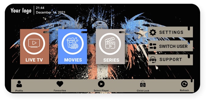 Customize for iptv app, vu player, sparkle v1,9,5, ibo with control ...