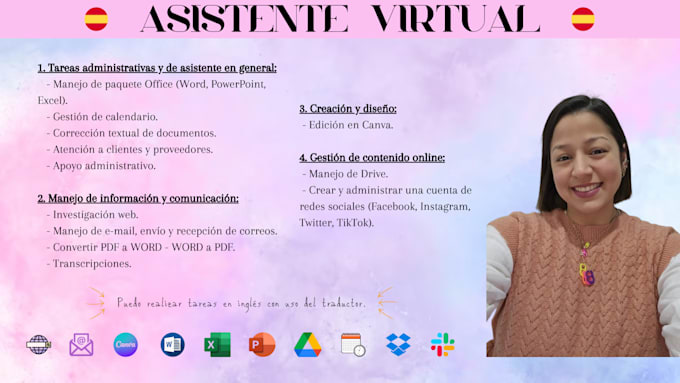Be your virtual assistant in spanish by Karlyquiroz | Fiverr