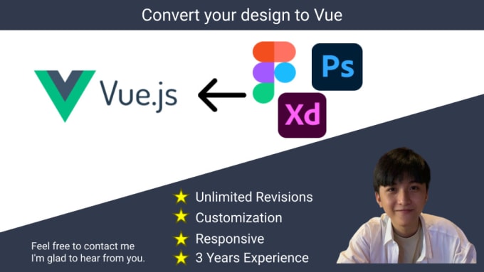 Convert psd, xd, figma, any design to vue by Quangtienfe | Fiverr