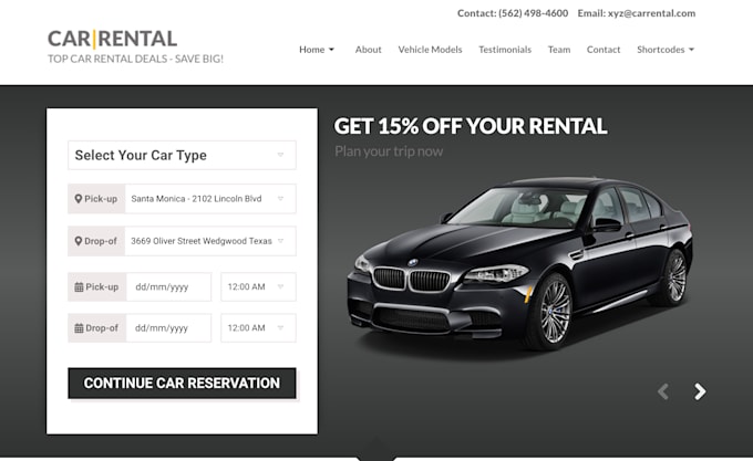 Create a responsive car rental website by Nshovo7 | Fiverr