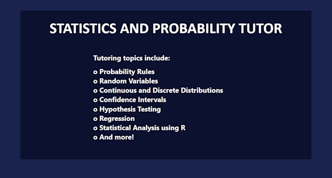 Tutor you in statistics and probability by Vishal_sood | Fiverr