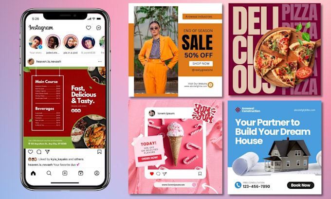 Create 10 attractive facebook and instagram post designs by Sairaali798 ...