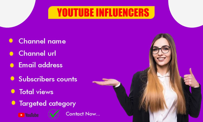 Collect valid youtube email list for influencer marketing by Ebenz ...