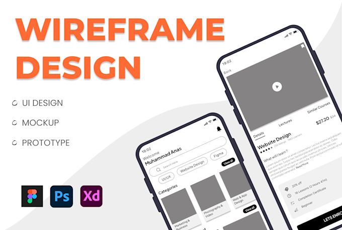 Design ui ux mobile app wireframe prototype in figma by Anasmalik11 ...