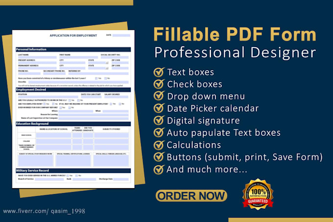 Create fillable pdf form by Qasim_1998 | Fiverr