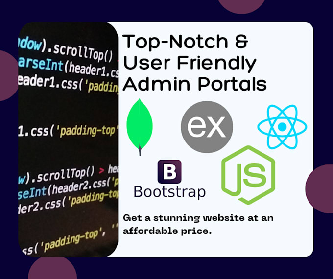 Make admin panel portals or dashboards using react js by Axix_tech | Fiverr