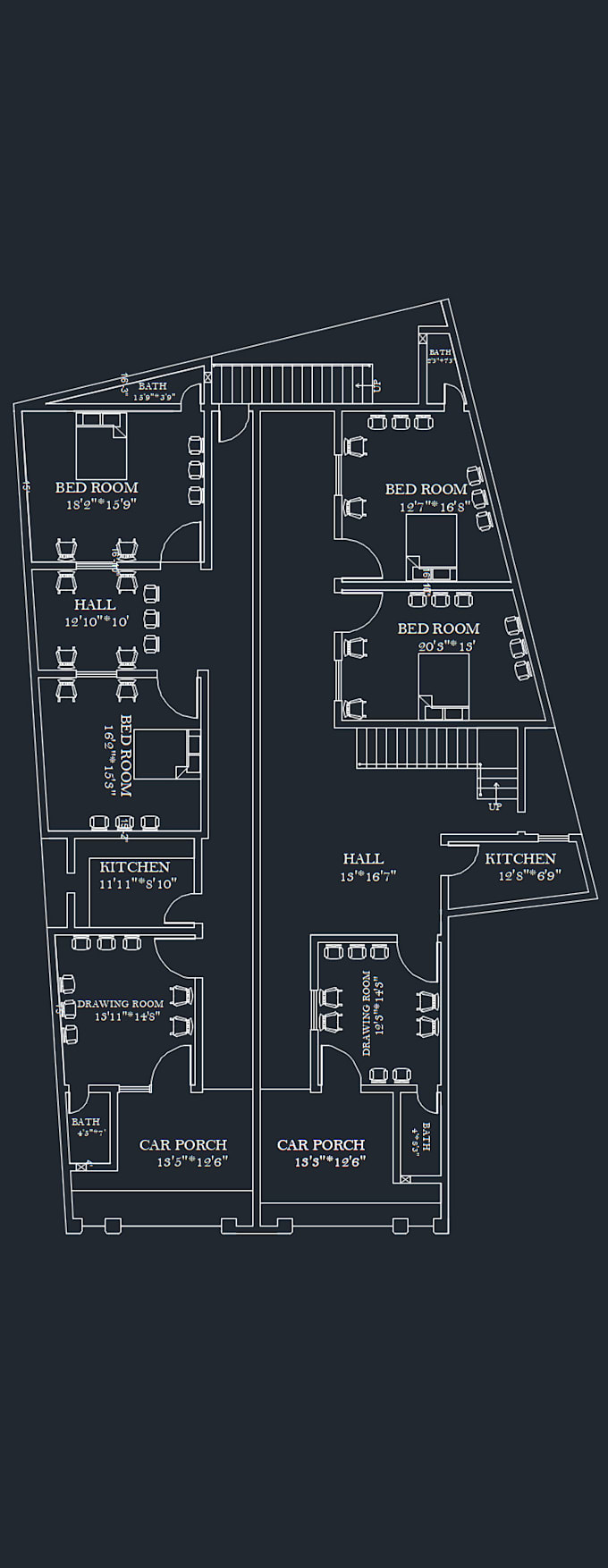 Draw your dream house shop or guest house 2d plan in autocad by ...