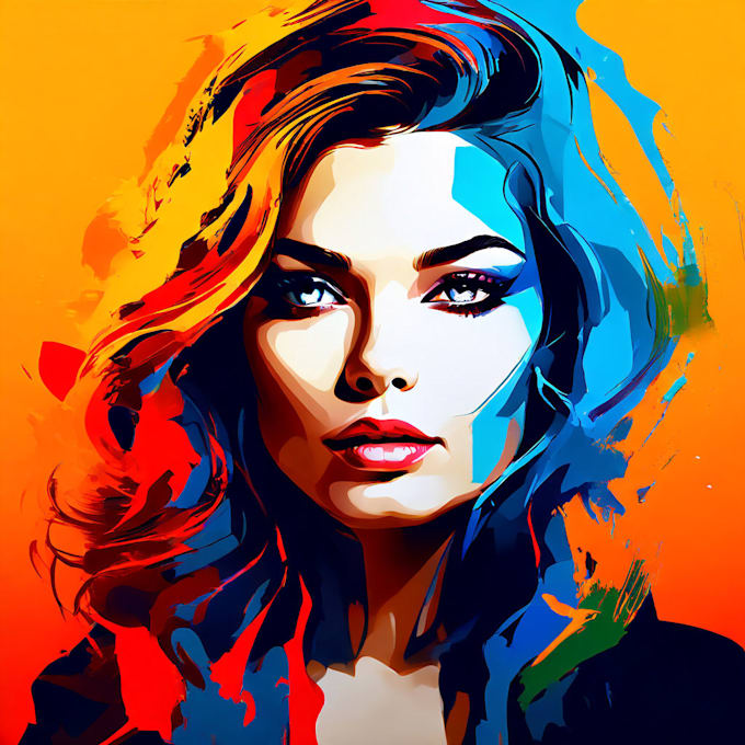 Portrait color abstract art illustration by Marcelacher | Fiverr