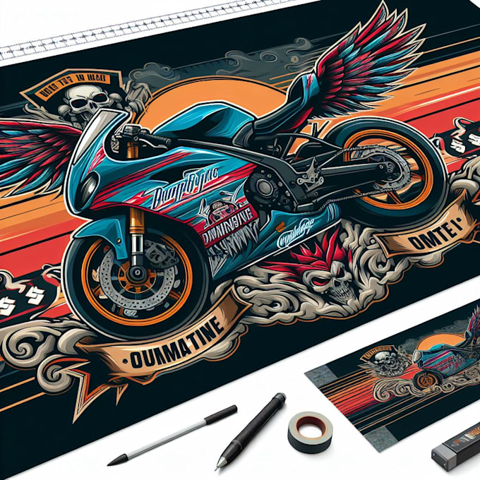 Create motorcycle wrap design, vehicle wrap design by Kleoreohawk | Fiverr