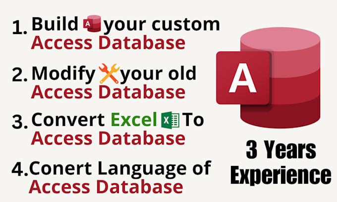 Convert your spreadsheet to microsoft access database by Yasin_expert | Fiverr
