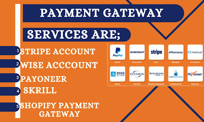 Create verified shopify payment gateway, wise, paypal, stripe, square ... Create verified shopify payment gateway, wise, paypal, stripe, square ...