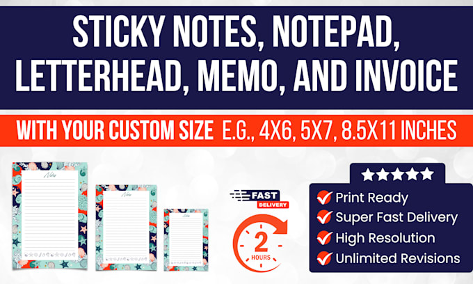 Design sticky notes, notepad, letterhead, memo, and invoice by Fun ...