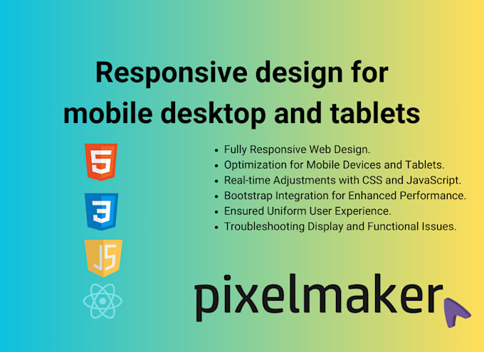 Responsive design for mobile, desktop and tablets by Pixelmakerr | Fiverr