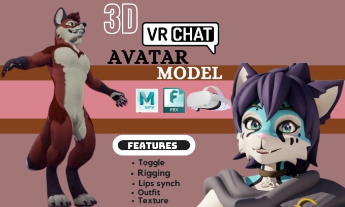 Custom 3d Furry Avatar Vrchat Avatar 3d Model Character Fursona Rig Vrc Unity By Preciouss3d