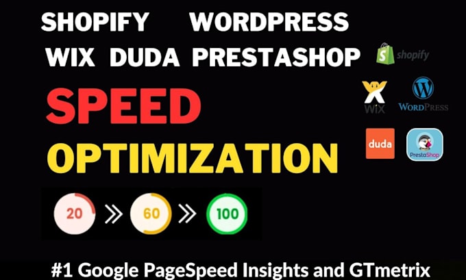 Optimize your shopify wordpress wix duda and prestashop website speed by Developer_roxy | Fiverr