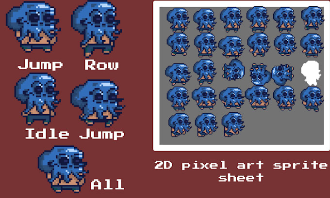 32x32, 64x64 2d pixel character sprite sheet animation for rpg maker sprite